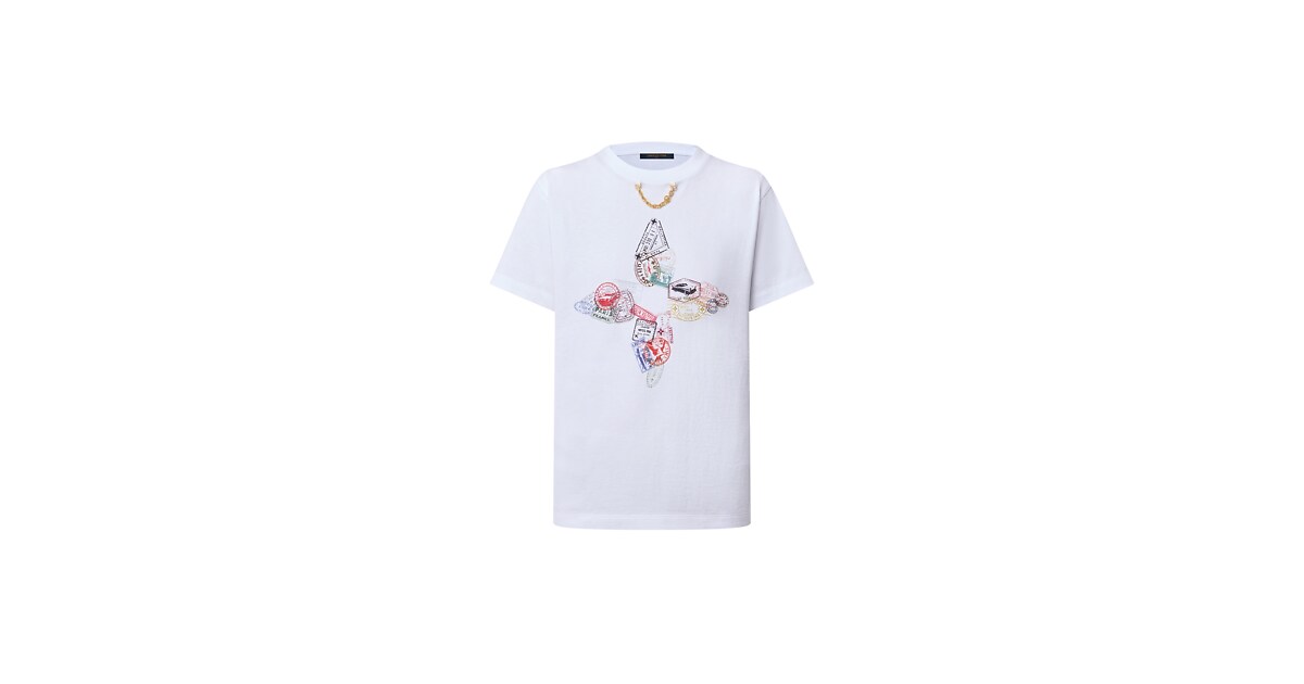T-shirt con fiore Monogram e motivo Travel Stamp - Abbigliamento 1AGDCS ...