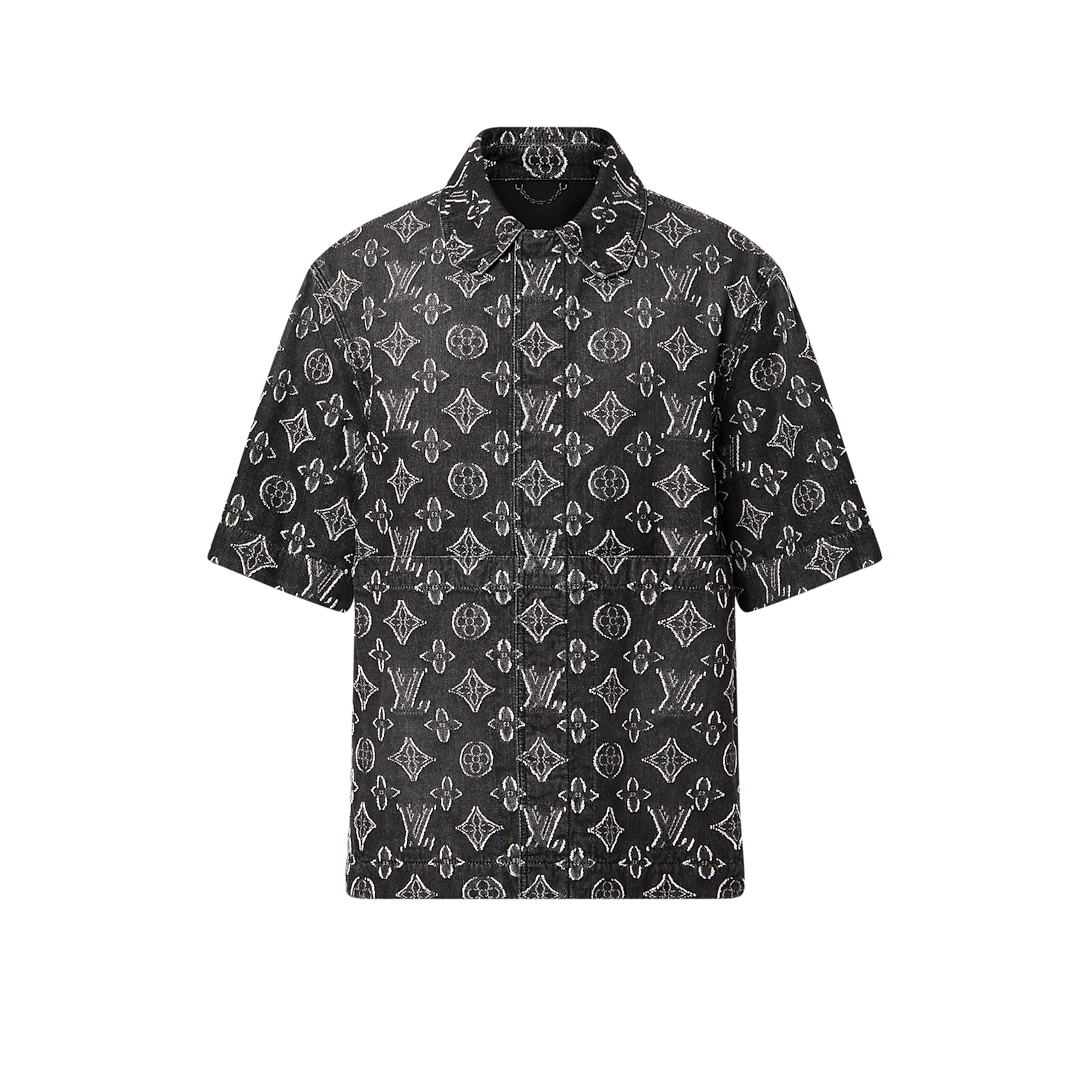 Camicia a maniche corte in chambray con motivo Monogram - Abbigliamento ...