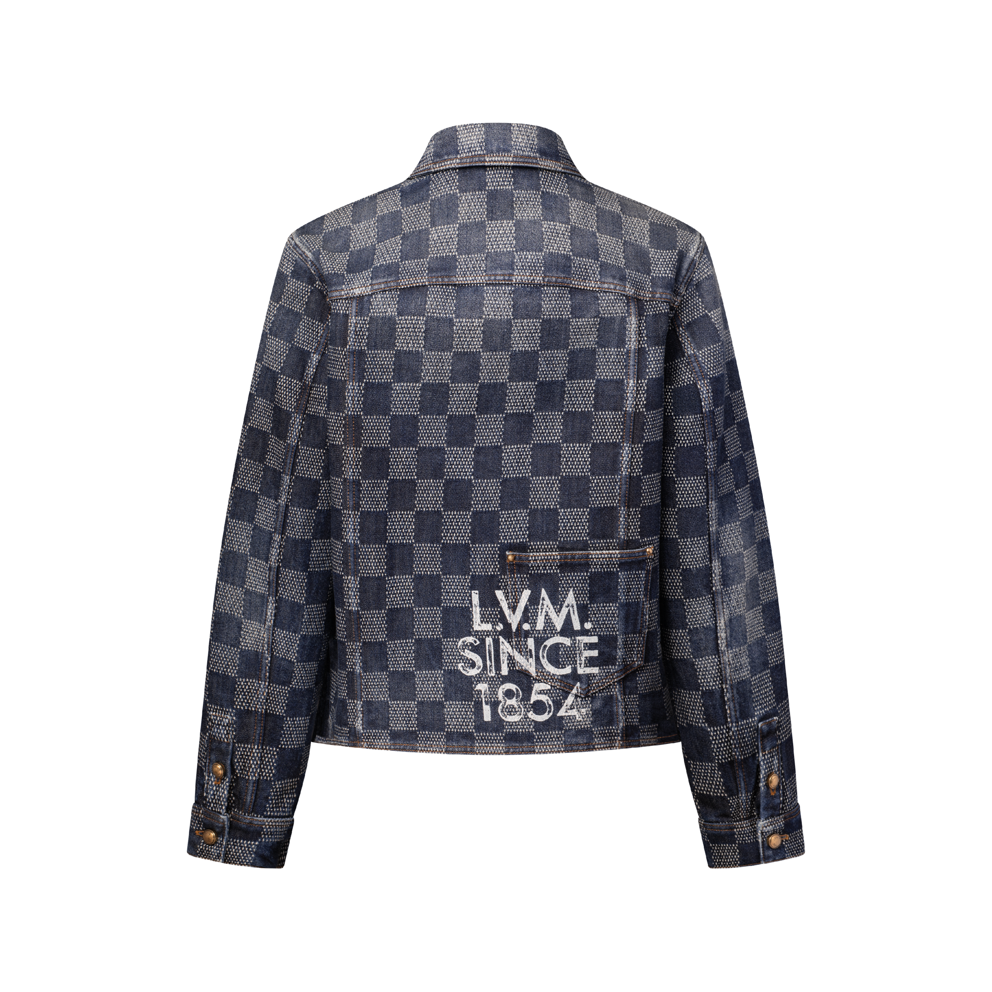 Camicia in denim a maniche lunghe con motivo Damier - Abbigliamento ...