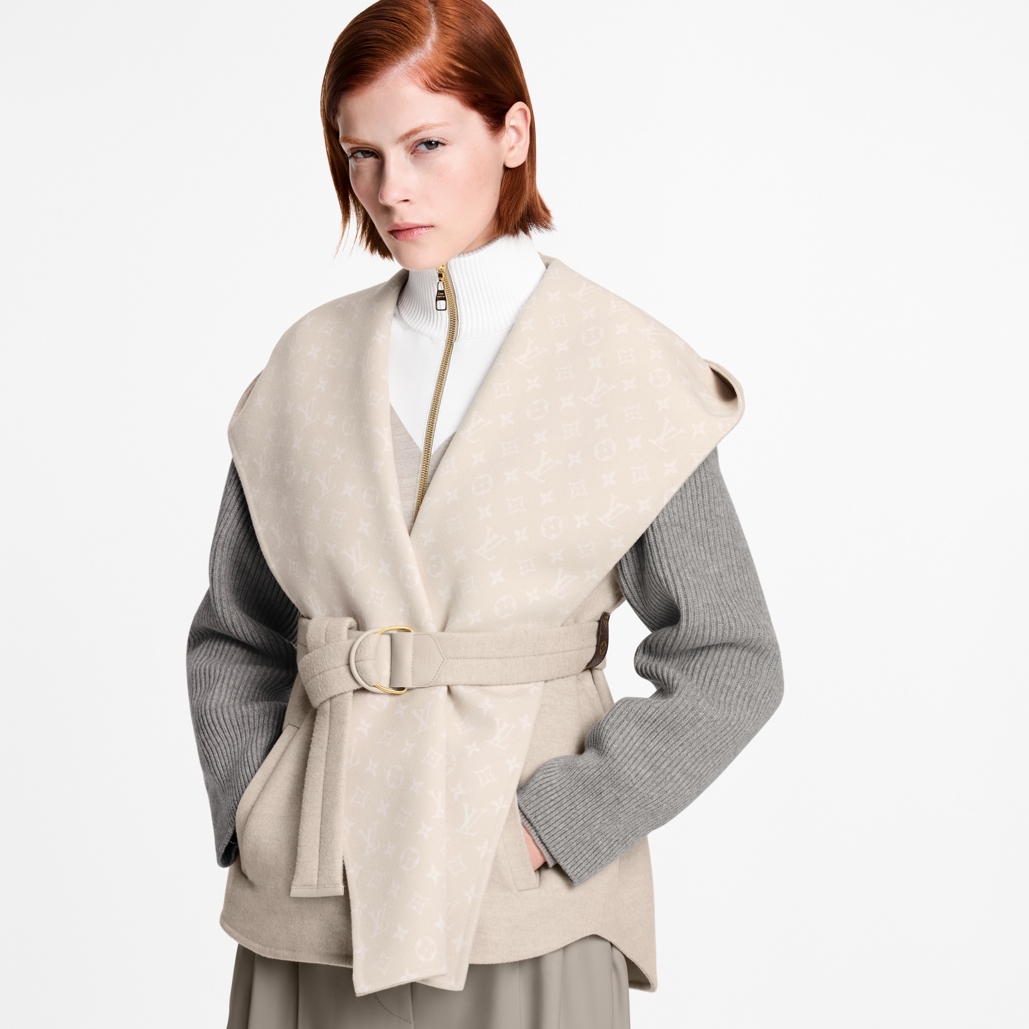 Cappotto a vestaglia con cappuccio e maniche in maglia - Abbigliamento ...