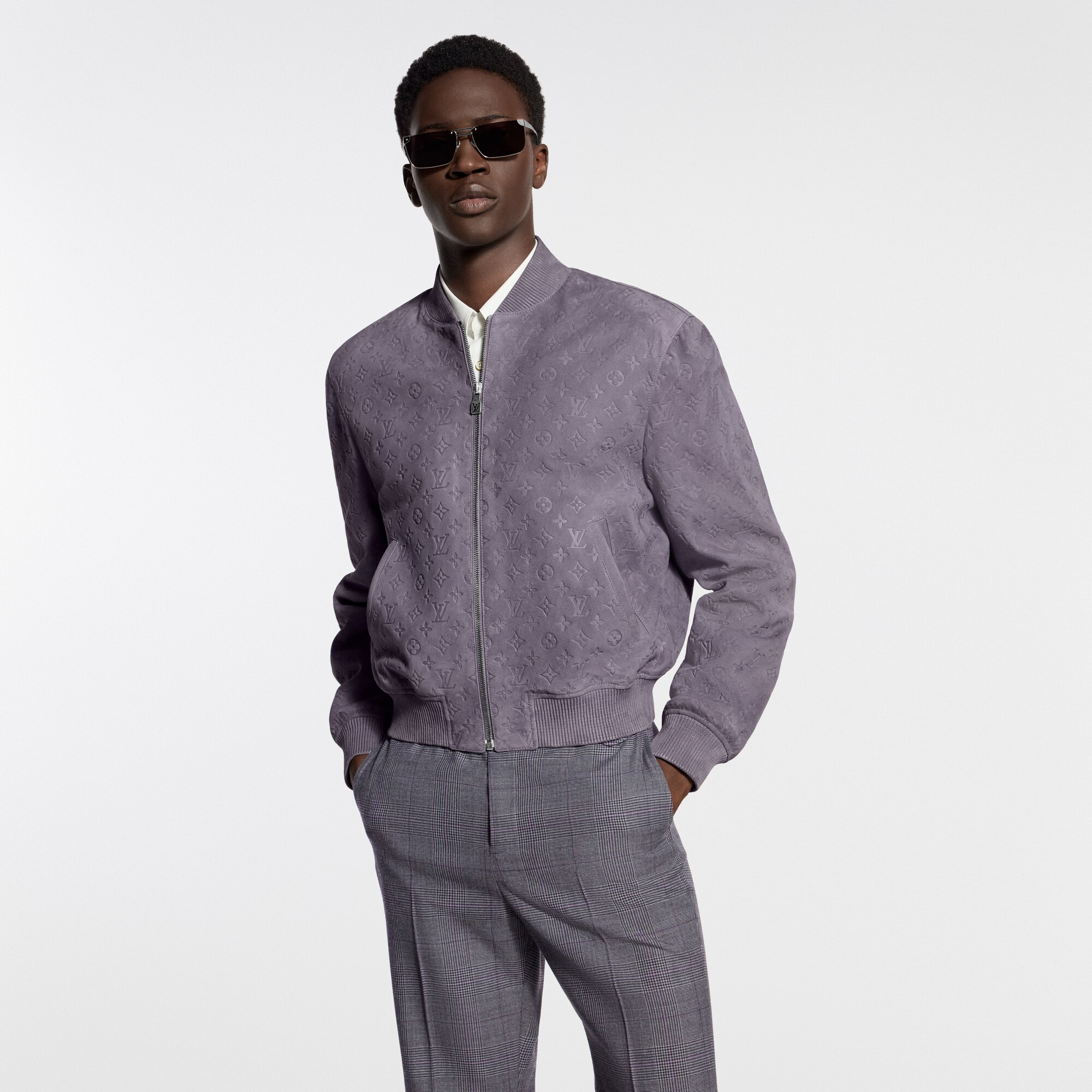 Giubbotto in nubuck con motivo Monogram impresso - Abbigliamento ...