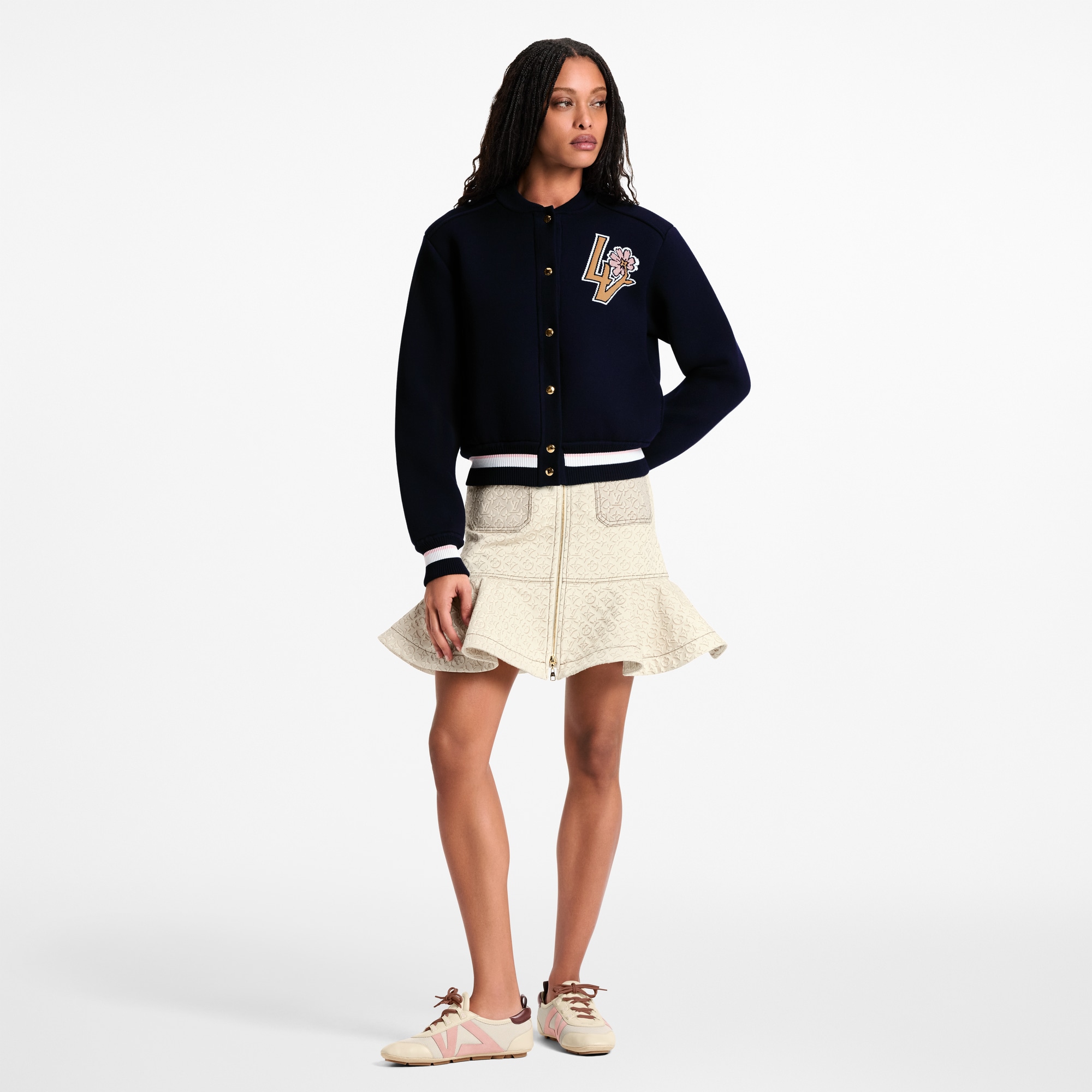 Gonna con fondo a balza e motivo Monogram 3D - Abbigliamento 1AJHB9 ...