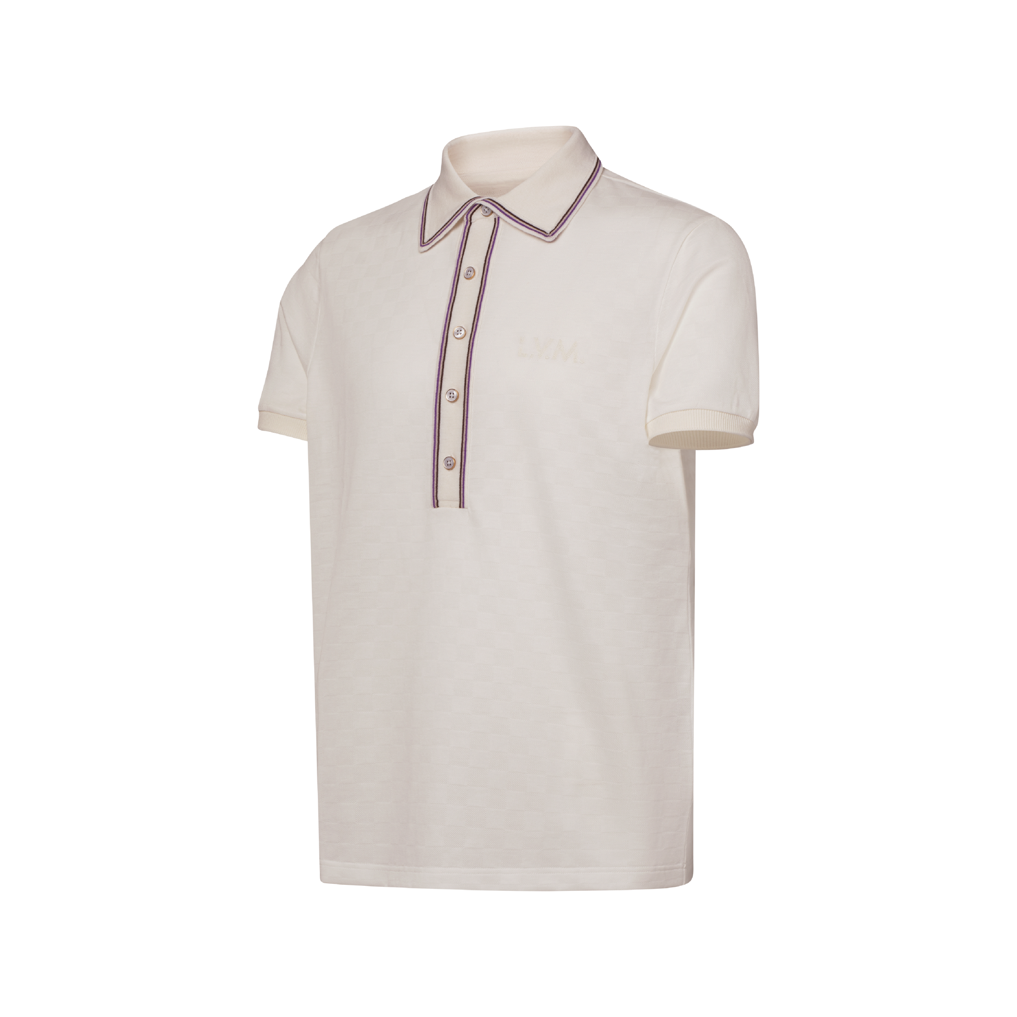 Polo a maniche corte in trama jacquard con motivo Damier ...